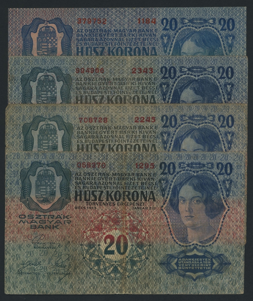15 - [9 notes] Austro-Hungarian Bank, group of 10 & 20 Kronen notes,...