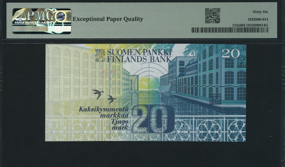 93 - Finlands Bank, Finland, specimen 20 Markkaa, 1993, all zero seri...