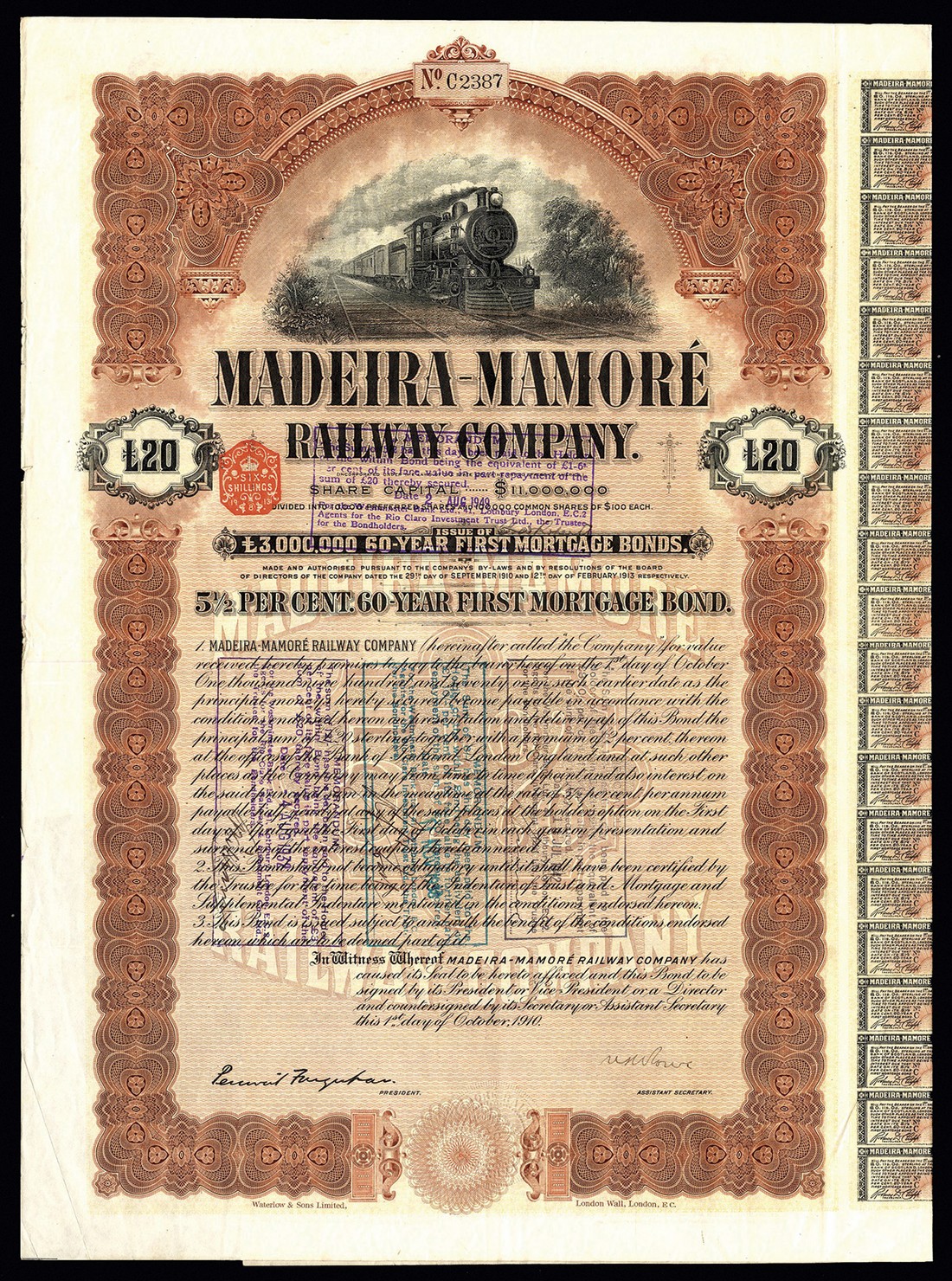 1684 - Madeira-Mamoré Railway Company, a collection of bonds comprising...