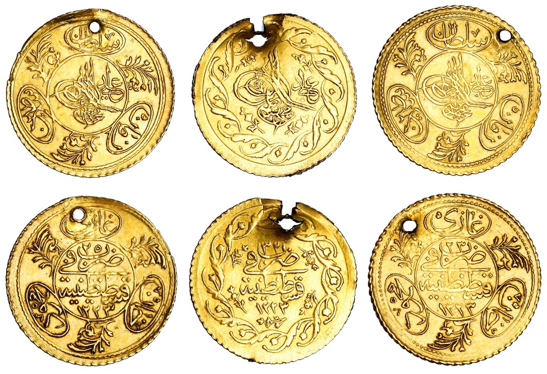 839 Trio Of Ottoman Turkish Gold Coins Mahmud II AH 1223 1255 1808 839 Trio Of Ottoman Turkish Gold Coins Mahmud II AH 1223 1255 1808