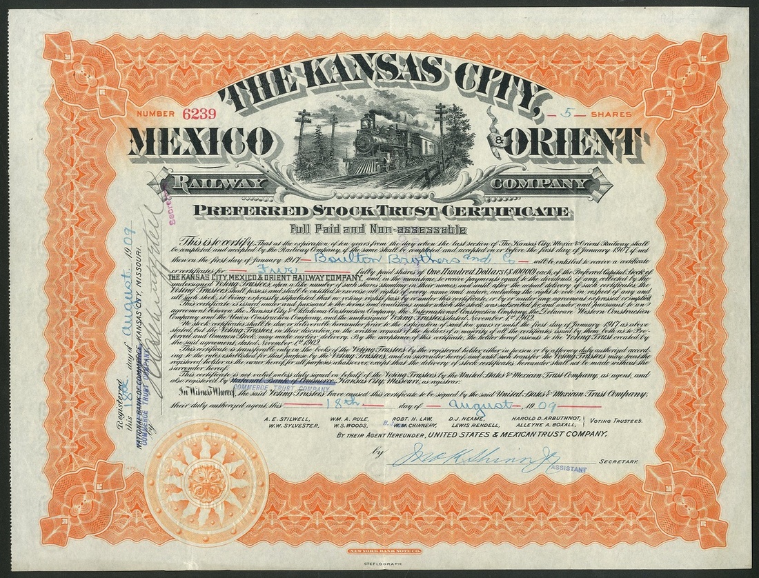 27 - Kansas City, Mexico & Orient Railway Co., common stock, 19[06],...
