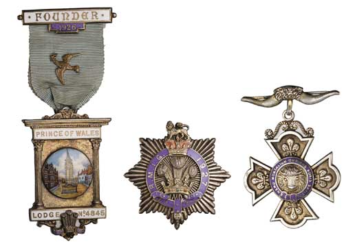 74 - Masonic Badges (3), Prince of Wales Masonic Lodge 2110, silver a...