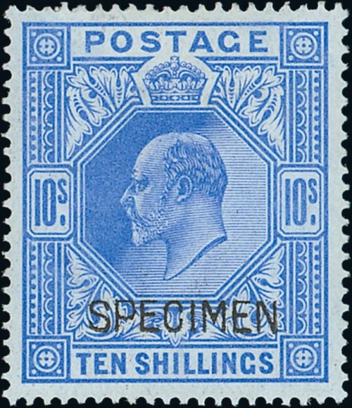 275 - Ten Shillings Specimens Ultramarine overprinted specimen Type 16...