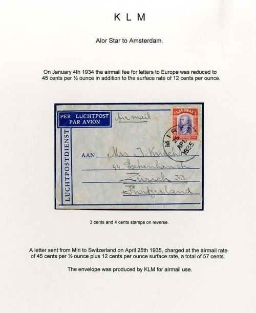 746 - Borneo Airmails KLM 1935 (25 Apr.) KLM airmail envelope from Mir...