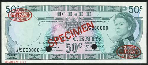 383 - Central Monetary Authority of Fiji, a specimen set of the ND (19...