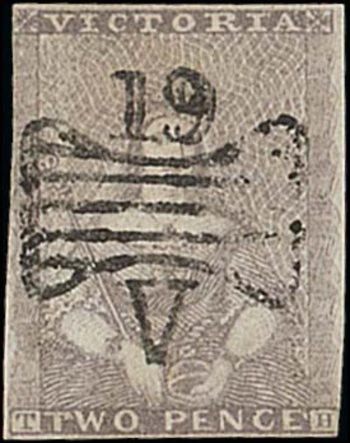 512 - Victoria 2d. First Printing - S.G. 2 Printed in shades of lilac-...