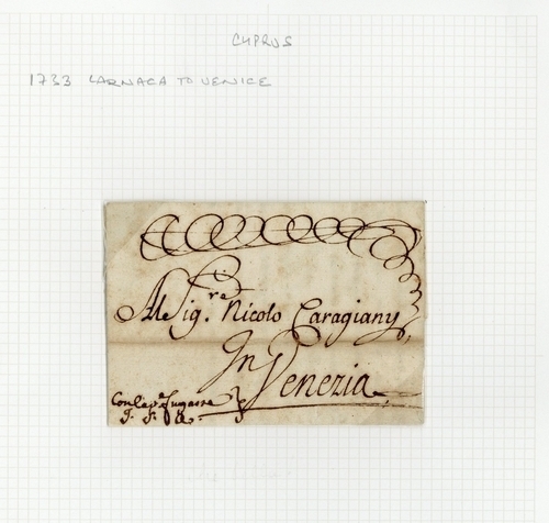 486 - Cyprus Early Letters 1733 (13 Mar.) entire letter, written in It...