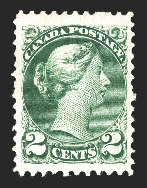 636 - #36e, 1876 2c Deep green, perforated 11½x12, choice mint single,...