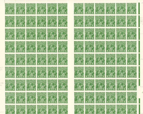 2564 - Australia 1926-30 Small Multiple Watermark 1d. green, perf 13½x1...