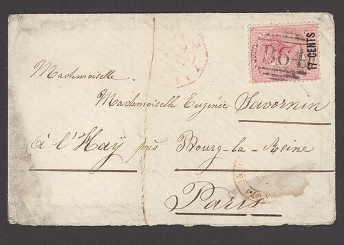 5740 - Seychelles Mauritius used in Seychelles 1880 (27 Apr.) envelope...