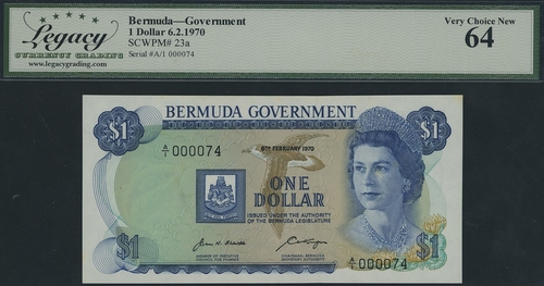 80 - Bermuda Government, [5 notes] a complete, matching, low serial n...