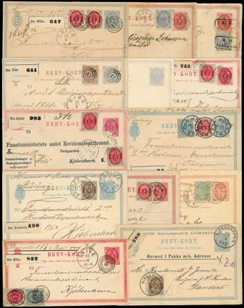 1148 - Denmark Postal Stationery Cards and Reply Paid Cards 1875 Issue...