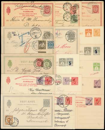 1171 - Denmark Postal Stationery Cards and Reply Paid Cards 1882-87 Iss...