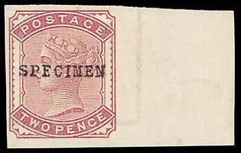 1290 - 2d. rose, an imprimatur with overprint type 9 group, from right...