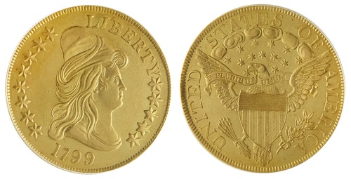 367 - 1799 $10 Draped Bust Heraldic Eagle Reverse, Large Stars Obverse...