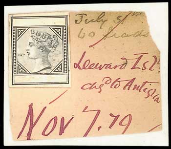 2190 - ANTIGUA 1879 Watermark Crown CC, Perf. 14 Die Proofs Master die...