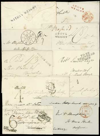 1032 - 1821 and 1835 entire letters, the former to England, superb stri...