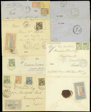 1919 - Ethiopia 1902 (2 Aug.) envelope with manuscript endorsement fro...