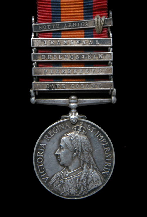 718 - Queens South Africa 1899-1902, five clasps, Cape Colony, Paardeb...