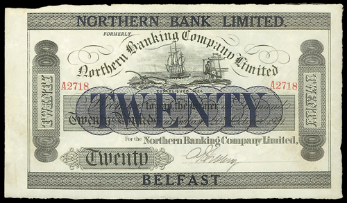118 - Northern Bank limited, £20, 20 October 1921, red serial number A...