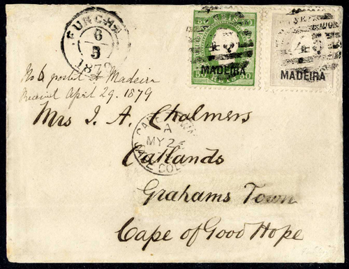243 - Portuguese Colonies Madeira 1879 (6 May), envelope from Funchal...