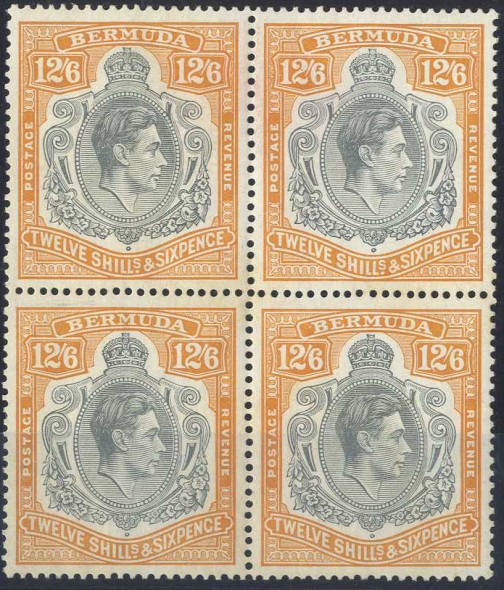 2060 - Bermuda 1938-53 Issue Perforated 14 12/6d. grey and bright yello...