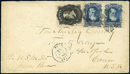 377 - 1880, Feb 21. Envelope from Pará to Hartford (United States), b...